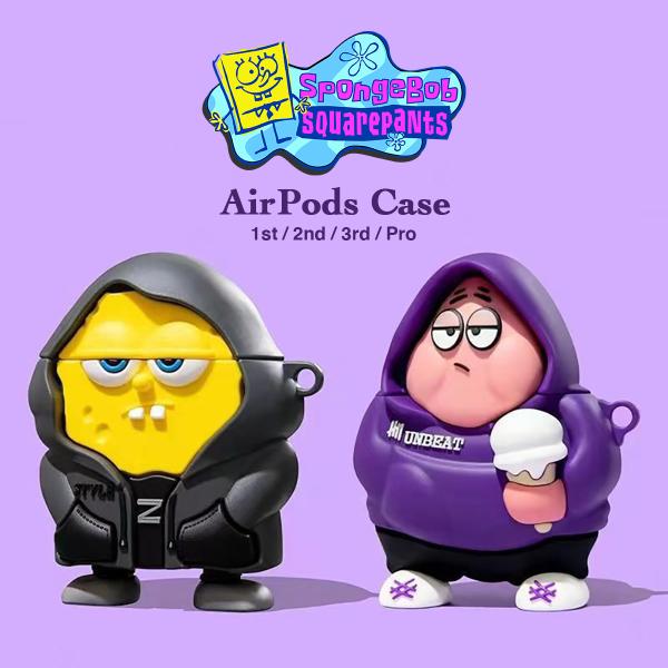 SpongeBob SquarePants ( スポンジボブ ) のAirPodsケース。ストリートウェアに身を包んだクールなデザインです。カラビナ付きなので、持ち運びや落下防止に便利です。【対応機種】AirPods (第1/第2世代)Ai...