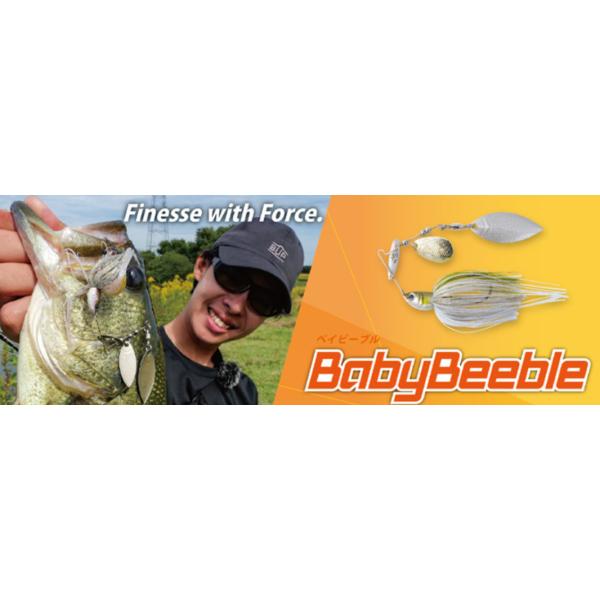 製品名 BabyBeeble(ベイビーブル)Weight 3/16oz.Type Spinner BaitsColor 8色Blade Type TW(タンデムウィロー)Price ￥1,320(税込)発売年月 25年6月上旬