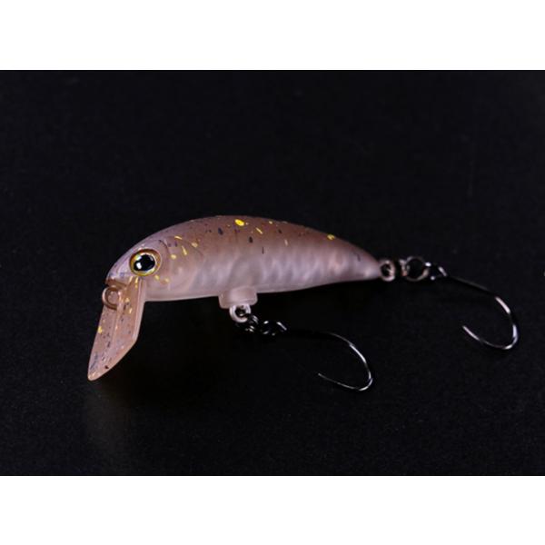 放流後のスレ始めをチャンスに変える！放流後のスプーンにスレ始めた時に有効なルアー。クリア系のカラーでもアピール性十分のプリズムスケール搭載。通常ルアーの側面に彫られる鱗模様を内側に鱗状の凹凸を彫り込みリアルな鱗模様を表現しかつスイミング中に...