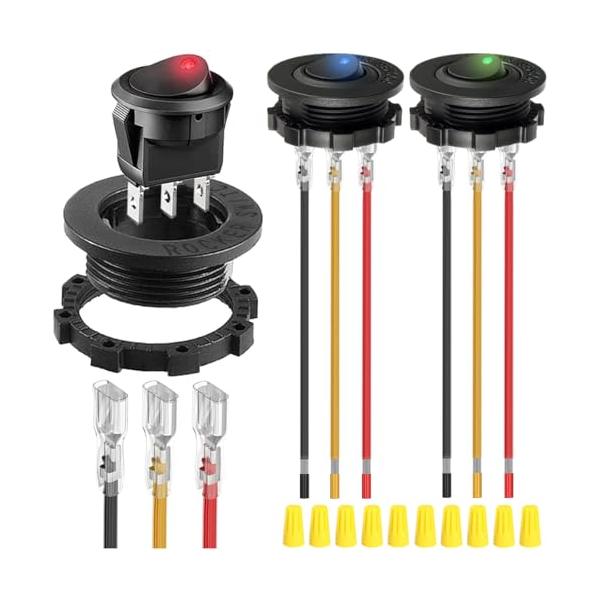 3個 Aタイプ/-/KK-US-023J・Color:3個 Aタイプ・仕様：定格電圧と電流：20A 12V DC/10A 24V DC;ポジション：2（オン/オフ）;ピン数：3;マウントタイプ：パネルマウント;接点タイプ：SPST;取り付け...