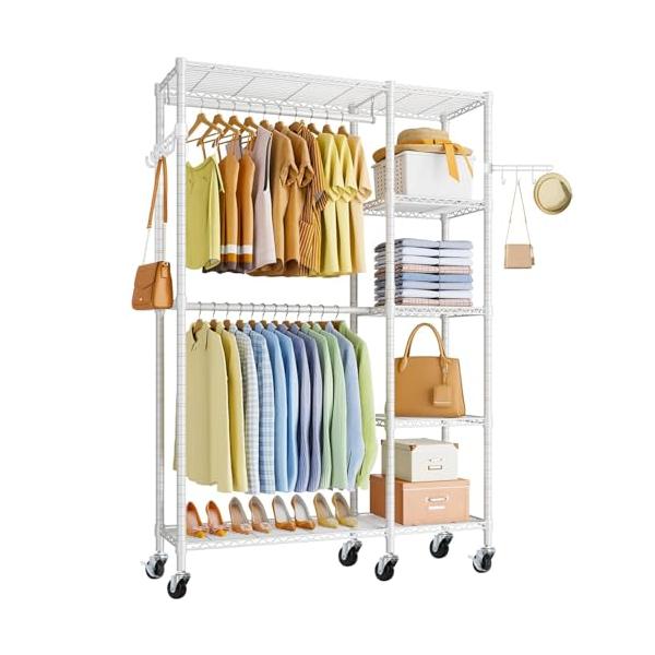 ホワイト/幅97×奥行40×高さ188cm/JSLYJ・Color:ホワイトSize:幅97×奥行40×高さ188cm・ハンガーラック 頑丈 超大容量洋服ラック ユニット全体の耐荷重は約260kg。ハンガーラック 頑丈 大容量 高さで十分な...