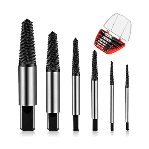 ??炭素鋼壊れた水道管エクストラクターは高炭素鋼でできており、黒色酸化処理、全体的な熱処理が施されており、防錆性があり頑丈で、高い硬度と耐久性をします。・??多機能設計このセットには6種類の異なるサイズのネジ抽出器が含まれており、様々なサイ...