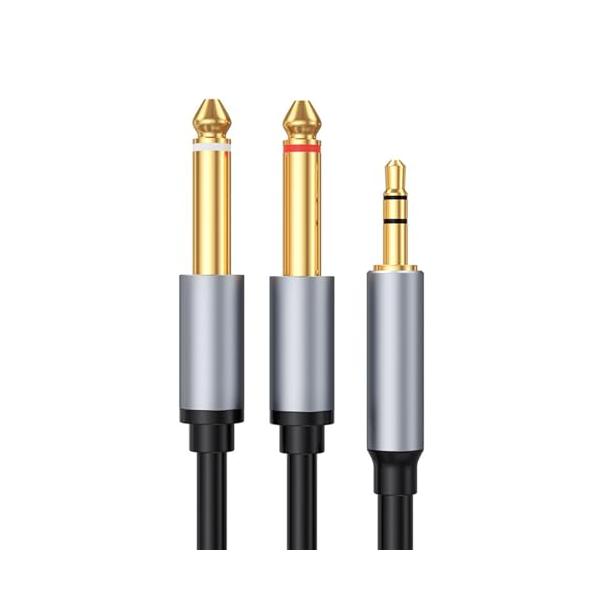 3.5mm to 6.35mm*2 変換オーディオケーブル3.5mm to 6.35mm*2 変換オーディオケーブル。・耐久性オーディオケーブルは15 000回以上の曲げ寿命とPVCシェルを備えており、頑丈で耐久性があり、絡まりにくいです。...