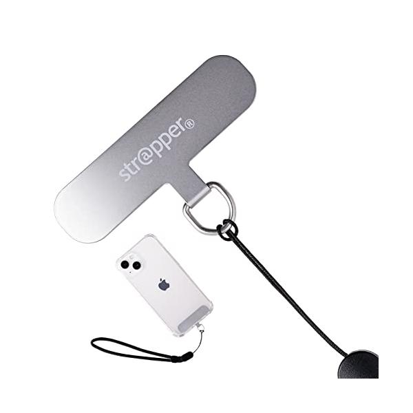 ネックストラップシルバー/通常サイズ/-・Size:通常サイズColor:シルバー・マットで上品な質感のステンレス製スマホストラップホルダーストラッパーはマットで落ち着いた光沢感がスマホの色とぴったりマッチするストラップホルダーです。金属製...