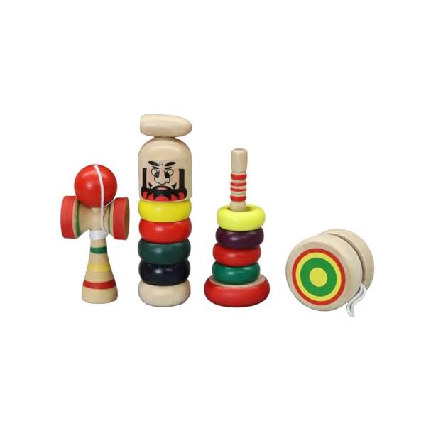 4種セットわなげ・けん玉・ダルマ落とし・ヨーヨー各1ヶ/-/-・Style:4種セット・サイズ：わなげ：縦7.3×直径3ｃｍ　けん玉：縦6.5×横2.8×奥行2ｃｍ　ダルマ落とし：縦9×直径2.5ｃｍ　ヨーヨー：直径3.5×高さ2.5ｃｍ・...