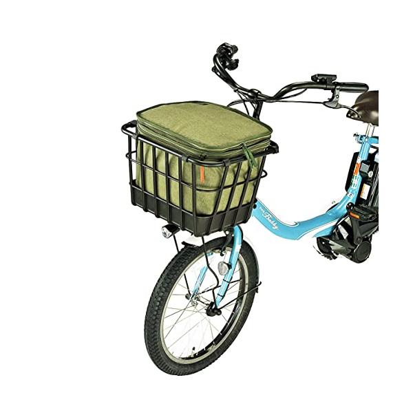 カーキ/約幅360×長さ290×高さ460mm/KW-850KH・Color:カーキ・２段式インナーカバーフロントタイプＫＷ−８５０ＫＨ 電動アシスト車のワイヤー前カゴにピッタリ取付簡単　６００Ｄ厚手生地使用 幅３６０Ｘ長さ２９０Ｘ高さ２８...