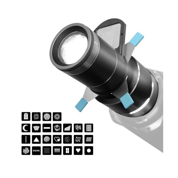 スポットライトスヌートブラック/M/100SLENS PRO・無限の創造性25枚のパターンカードと4つのカラー フィルター 紫、緑、青、オレンジ により、創造性の可能性は無限です。個人のポートレート、コマーシャル、ミュージック ビデオにユニ...
