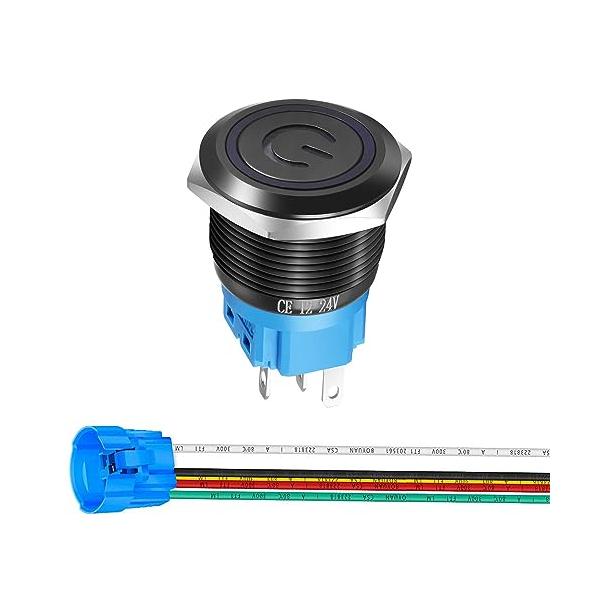 ブラックラッチング-19mm/-/-・Color:ブラックラッチング-19mm・?ラッチングタイプのプッシュボタンスイッチ、プッシュボタンはオンの位置に留まり、ボタンを押すと電源がオンになります。 もう一度ボタンを押す - 電源オフ・?プッ...