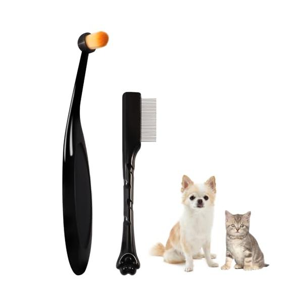 便利なセット目ケアのセットにはコームとブラシが含まれています。毎日目やに、涙焼けのお手入れに大活躍・目ヤニ取りフェイスコームのサイズが小さく、櫛の目が細かいので目周りを刺激せず、固くなった目やにを簡単に取れます。・涙やけ除去ブラシは柔らかく...