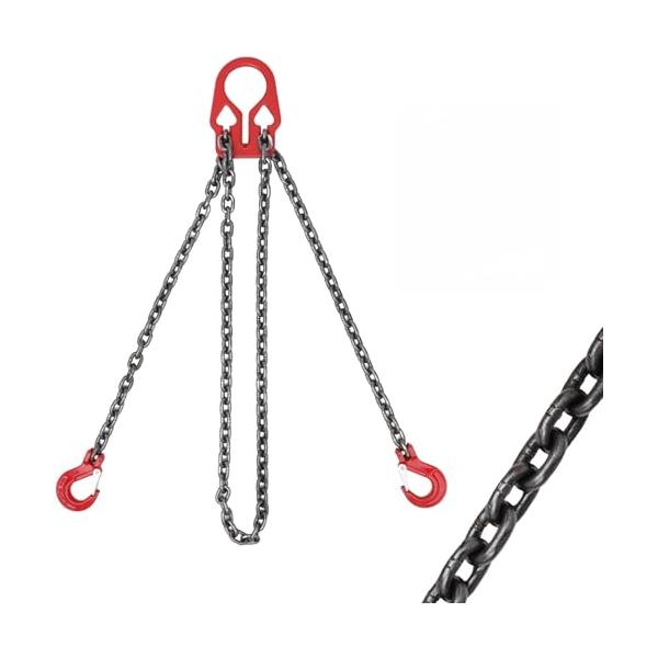 シルバー/3 m/-・製品仕様：フック数 2 定格荷重 3.18トン チェーン長 3 m チェーン径 8 mm・調節可能なチェーン：チェーンの全長は3メートルで、適切な長さのチェーンを手前に引き、その上部のチェーンをリフティングリングに固定...
