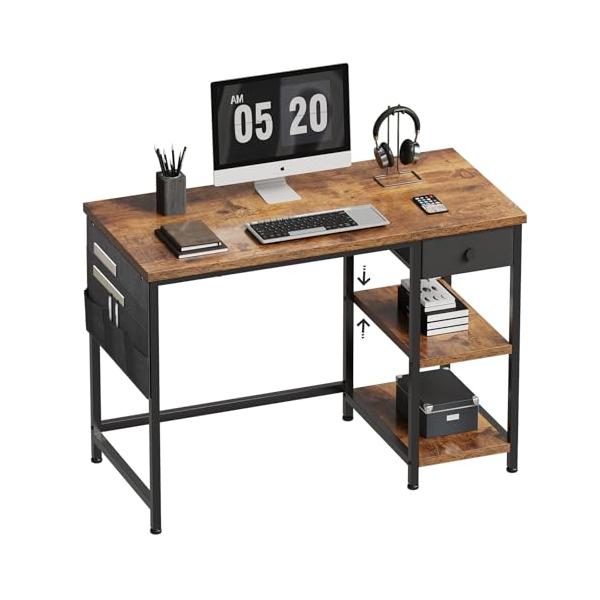 ?典的ビンテージ/幅100ｃｍ/-・Color:ビンテージSize:幅100ｃｍ・最強な収納機能サイドラック、ヘッドフォンフック、サイド袋、引き出しも装備していますので、本、辞書、CDなどの収納はとても便利です。収納一体型で空間利用率UP。...