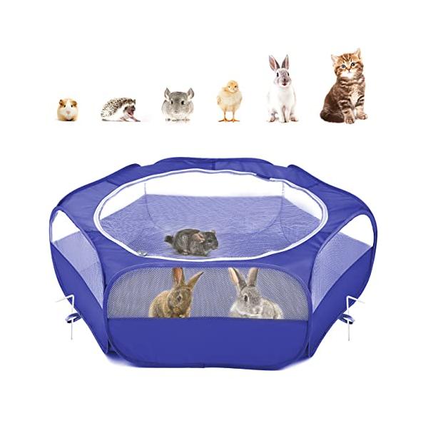 モダンダークブルー/側面扉なし/-・Color:ダークブルーSize:側面扉なし・パッケージ個数:1・遊び用小動物サークル 側面はオックスフォード布+メッシュ素材を採用しており、耐久通気性に優れています。ファスナー式のメッシュ屋根付き、ペッ...