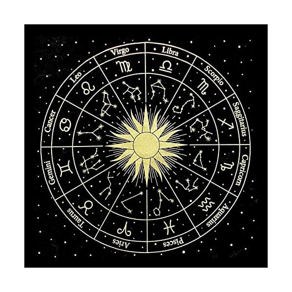 星座/ワンサイズ/-・Color:星座・ デザイン星座、月相、太陽を組み合わせたクラシックなタロットカードデザイン。タロットカード オラクルカード ルノルマンカード などのカード占い 全般に重宝するタロット マットです.もちろん、ポーカーを...
