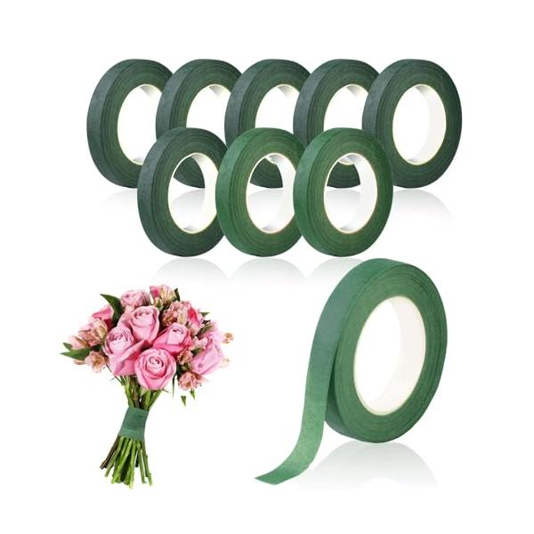 ダークグリーンとグリーン/12mm x 28.2m/-・パッケージ個数:1・仕様幅12mm長さ28.2mの天然グリーン6巻とグリーン3巻が付属し、合計フラワーテープ9巻入り。・強接着力粘着性のあるクレープ和紙で作られ、丈夫で柔軟性があり、カ...