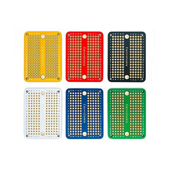 ミニマリスト。マルチカラー/-/ECPB_M_Multi_6P・パッケージ個数:1・信頼性のある固定回路へのブレッドボードプロトタイプの転送に有効・小規模プロトタイピング用のマルチカラーミニPCB6枚・様々なDIPタイプのコンポーネントに対...