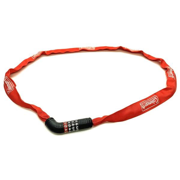 チェーンロック・レッド 120cm 85704・・Color:レッドSize:120cm・お好きな番号をセットできる4桁ダイヤル式チェーンロック。・長さ120cmのチェーンタイプ。・Colemanコールマン のロゴ入りスリーブ付き。・安心の...