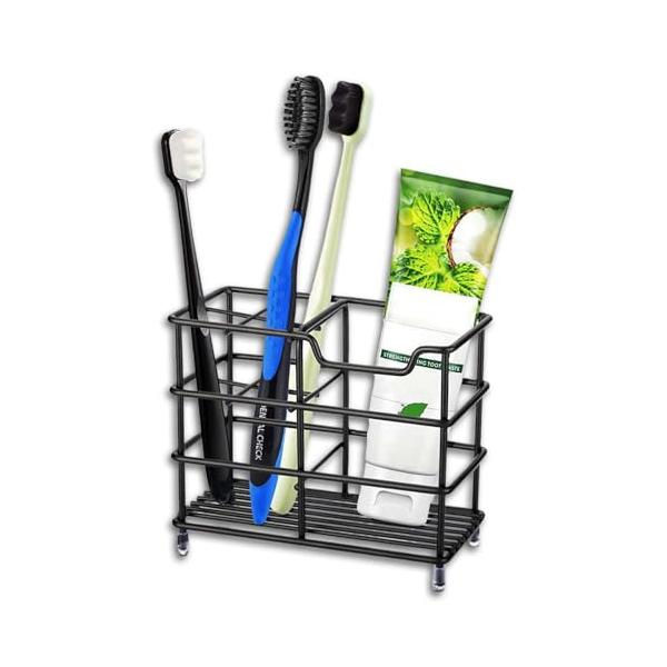 黒、4 つのグリッド/Medium/240924LCX01・Color:黒、4 つのグリッド・大容量この歯ブラシホルダー歯ブラシ本・歯磨き粉・電動歯ブラシ・洗顔クリームがまとめて収納できます、歯ブラシホルダー3-4人家族のご使用を満たすこと...