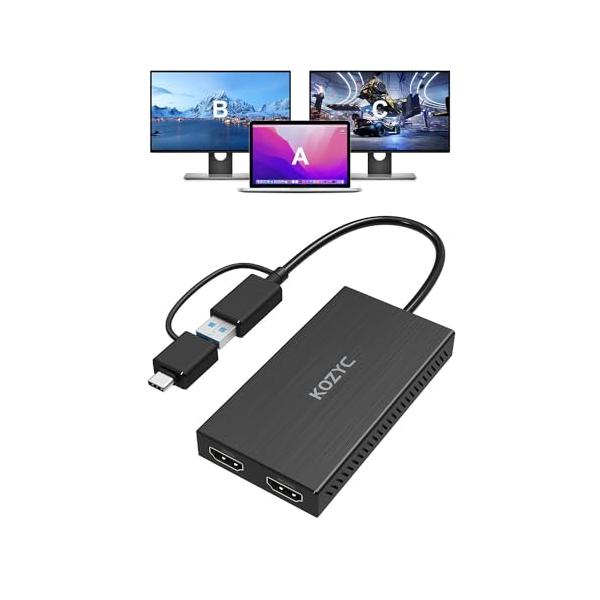 -/-/K1AD12UH・パッケージ個数:1・USB 3.0デュアルHDMIアダプターこのKOZYC USBからHDMIアダプターは、USBポートを2つのHDMIデバイスに接続できます。同期出力4K 30Hzおよび1080P 60Hzをサポ...