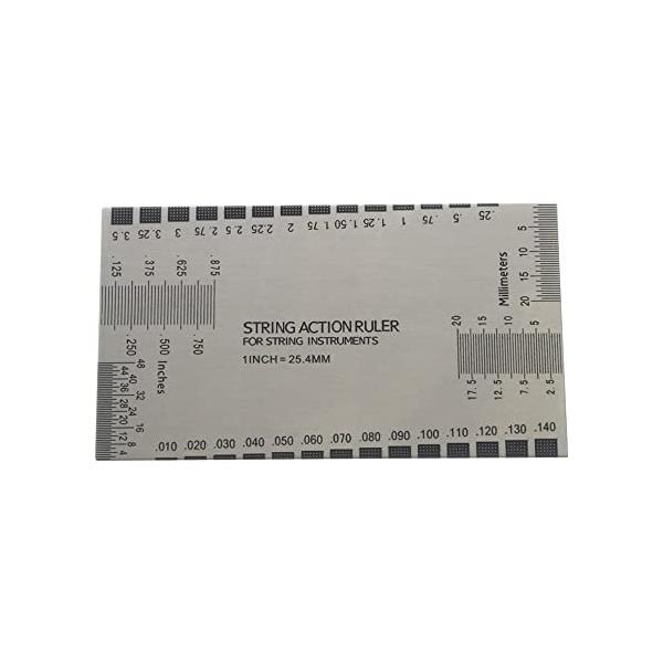パッケージ個数:1・1.ミリとインチの両方表示しています。　スチール製なのでしっかりとした作りです。高強度のステンレス製で、長持ちします。・2.ギター、ベース、四弦琴、バンジョー、マンドリンなどの弦楽器に適しています。2つのサイズのステンレ...