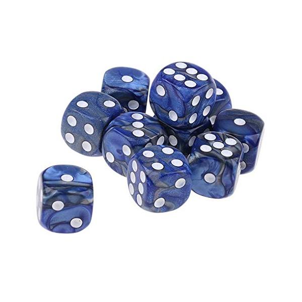 ブルー シルバー/16mm/D6 dice・Color:ブルー シルバー・10個 6面多面体D6ダイス16mmダブルカラーサイコロゲームダイス・耐久性と耐久性のあるアクリル材質で作られています。・ダンジョンズアンドドラゴンズDND TRPG...
