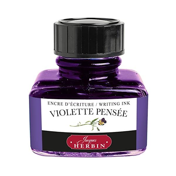 30mlヴィオレパンセ/30 ml/13077T・パッケージ個数:1・吸引式万年筆/つけペン用・ボトルの手前の溝にペンを置く事ができます。・ガラスボトル入り