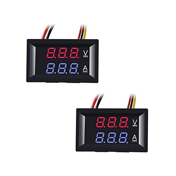 レッド、ブルー。/-/-・1.動作電圧:DC 4.5~30V;サイズ:48mm x 29mm x 26mm・2.2個 正確な電圧計 電流計 DC0-100V 電圧 10A 電流計 2イン1 デジタルマルチメーター 10A ボルト アンプ テ...