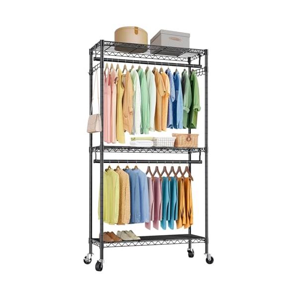 ブラック/81*41*210/QZ-120-3B・Size:81*41*210Color:ブラック・商品仕様本体：スチール　サイズ：棚3段 81cm×奥行41cm×高さ210cm（キャスター含む）・大容量収納棚板が3段付いているのでちょっと...