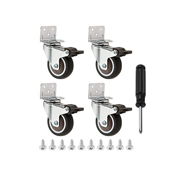 混合カラー/-/-・PatternName:ストッパー有り×4・商品仕様自在輪×2個 ブレーキ付き×2個 ネジ・ドライバー付き 車輪直径50mm 幅17mm 取付高度65.5mm 合計耐荷重108kg・旋回360度ダブルベアリングキャスター...