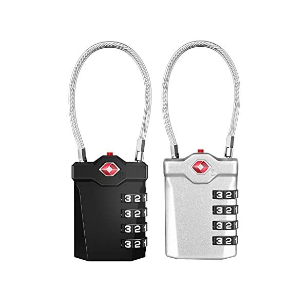 南京錠2個，黒と銀/-/-・Color:2個，黒と銀・パッケージ個数:2・?TSA承認済み：TSA容認のセキュリティーロック、空港検査には便利で、荷物の損傷も避けられる・?特徴：小型で持ち運びが簡単、スタイリッシュな外観、機能と装飾の完璧な...