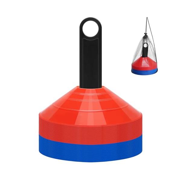 赤+青 （50枚）/-/-・Color:赤+青 （50枚）・?高耐久性、破断しにくい：マーカーコーン良質なPE材料で作られ、柔軟性と弾力性があり、踏んでも迅速に回復できる。破断しにくく、繰り返し使用でき、非常に安全である。・?サッカー マー...