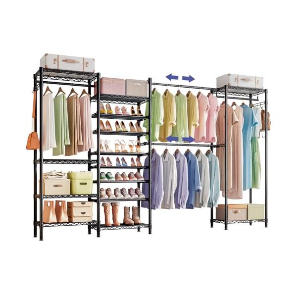 -/-/Fainyearn-hanggerrack3560-4B・商品仕様本体素材：炭素鋼スチール（粉体塗装仕上げ）サイズ：幅233〜283cm × 奥行34.5cm × 高さ182cm耐荷重：約450kg・大容量ハンガーラック4本のハンガ...