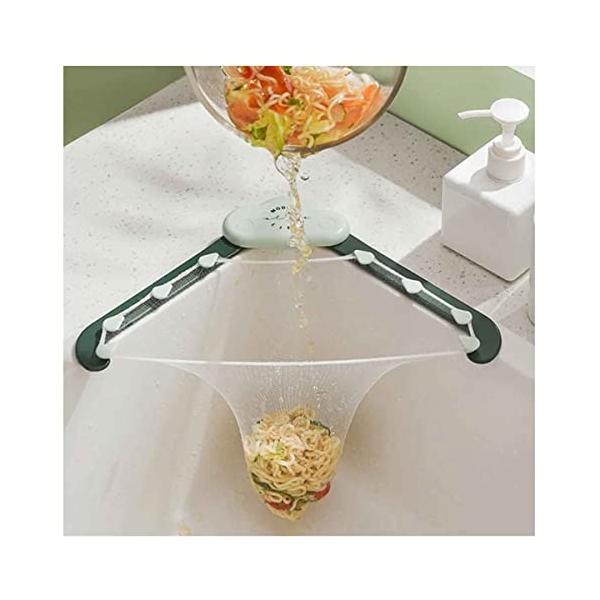 グリーン/-/-・Color:グリーン・丈夫で耐久性：シンクの縁に簡単に取り付けられ、脱落しにくく、フィルターをしっかり支えることができます。ネットを引っ掛けやすく，ゴミを安定してフィルターに収めることができます。・便利な使い捨てフィルター...
