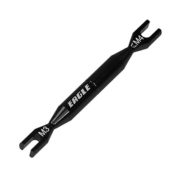 BK/-/-・Color:BK・これ1つで3ｍｍと4mmの2サイズのターンバックルに対応。注意：このサイズはターンバックル中央の金属幅を示します。 重量:5.7g 長さ:75mm