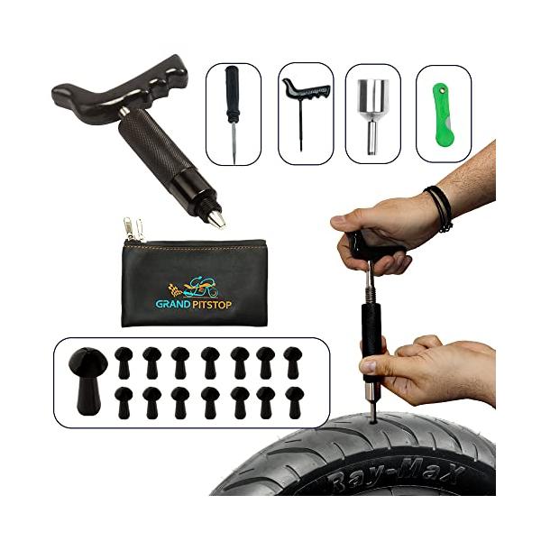 Mini Plug Kit + 15 Plugs/Mini Plug Kit + 15 Plugs/MplugK27・パッケージ個数:1・車、オートバイ、ハーレー、トライアンフ、ドゥカティ、スズキなど、すべてのチューブレス タイヤと互換性が...