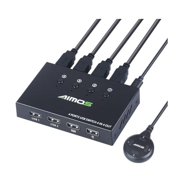 -/4 入力 4 出力 USB KVM スイッチ/-・Size:4 入力 4 出力 USB KVM スイッチ・4 in 4 Out USBスイッチセレクター4ポートUSBスイッチャーを使用すると、ボタンスイッチまたは有線リモコンを使用して、...