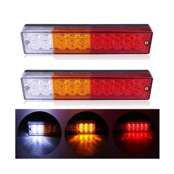 白い＋黄色＋赤/-/-・パッケージ個数:1・明るく、取り付けは簡単。・電圧：12−24V（低消費電力、長持ちする）・機能：5線 →マイナス、ブレーキランプ、昼間ライト、ウィンカー、バックランプ。・完全防水性＆耐衝撃性、丈夫・適用種類：トラッ...