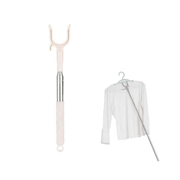 ホワイト/-/White-001・Color:ホワイト・伸縮式物干し竿竿を自由に伸ばせるので、洗濯も楽にでき、最短32cm、最長109cm、使用しない時は収納でき、スペースを節約できます。・高品質の素材を使用 伸縮物干し竿は竿にステンレス、...