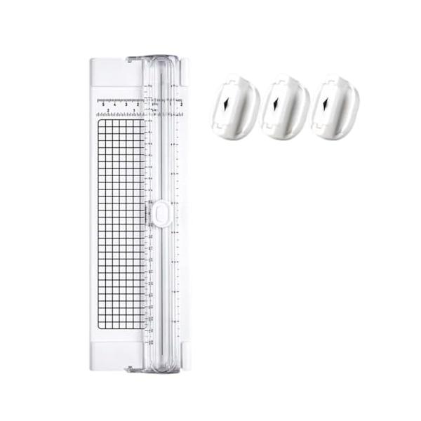 ホワイト/-/ペーパーカッター・Color:ホワイト・パッケージ個数:1・ミニ裁断機：サイズ：27*8.8cm、重量：100g。 紙最大10枚裁断できコピー用紙80g/m2使用時 、チケット、チラシ、冊子、写真の作成等、対象物を直線に綺麗に...