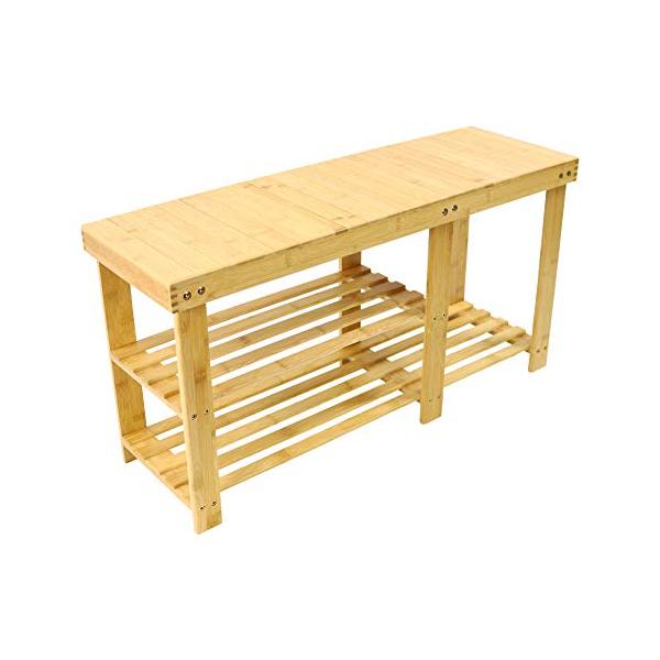 多用途自然色/-/YSR0201・Color:自然色・パッケージ個数:1・エコ素材：100％天然竹と安全なラッカーで仕上げられて、環境に優しく、お手入れも簡単です。・安定性が高い玄関ベンチ：6本の足があるので、上に座ると安定して丈夫で、さら...