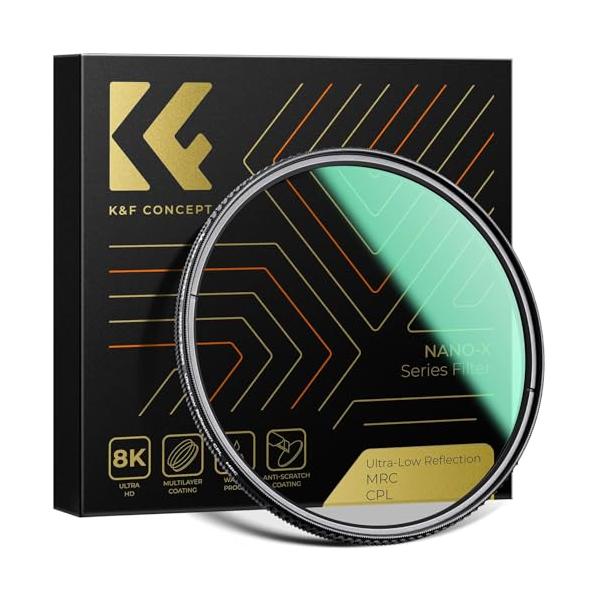 K&F Concept 67mm CPLフィルター 超低反射0.1% コントラスト 反射調整