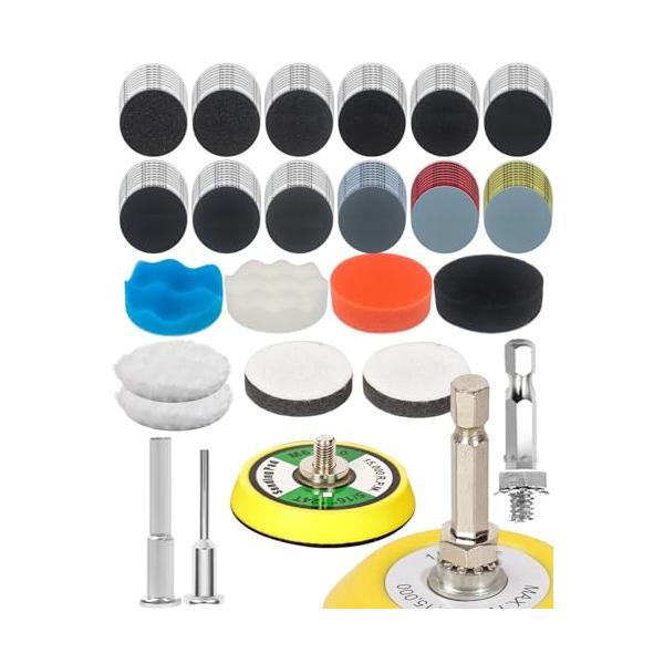 -/-/EJ026・アップグレード版六角軸：このドリル用研磨アタッチメントには、六角軸アダプター2個を含む計4枚のシャンクが付属。アップグレードされた六角軸設計により、電動ドライバー/インパクトドライバー/電動ドリルなど多様な工具に対応。六...