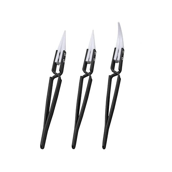 帯電防止ピンセット・3点セットストレートポインテッドピンセット：139mm、スモールエルボーピンセット：135mm、ラージエルボーピンセット：136mm。・材質本体は非磁性ステンレス鋼、先端部はセラミックです。 セラミックチップは交換可能で...