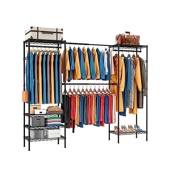 ブラック/-/600355・Color:ブラック・幅伸縮可洋服の量やお部屋のスペースに合わせて、ハンガーポール伸縮して、ラック幅178.5〜228cmの間で調節できます。棚板の高さもお好みで調整できるクローゼットオーガナイザーです。・頑丈な...