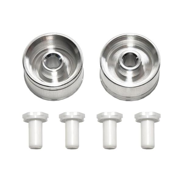 ミニ四駆用グレードアップパーツ・小径ナロータイヤ 24mm 用の、質感の高いアルミ削り出し製ホイール・小径ナロータイヤのミニ四駆PROやミニ四駆各種に装着可能・アルミ削り出し製ホイール2本とホイールブッシュ4個をセット・使用可能マシン:小径...