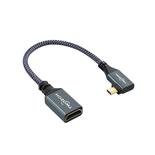 Microオス左向-HDMIメス90°左角/0.2M/HD-005-AFD-L・Color:90°左角・パッケージ個数:1・ケーブル長 Micro HDMI - HDMIアダプター8インチ20cm。・注 このHDMIケーブルはMicro H...