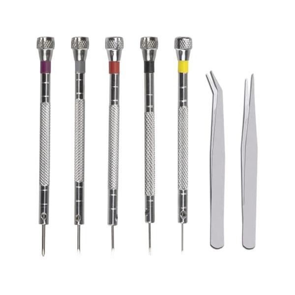 優れた組み合わせセットには5種類の異なるサイズの精密ドライバーと2本の精密ピンセットが含まれている。日常的なニーズに応えることができるセットです。・優れたデザインドライバーハンドルは滑りにくい設計を採用している、この手の作業が好きな方はマス...