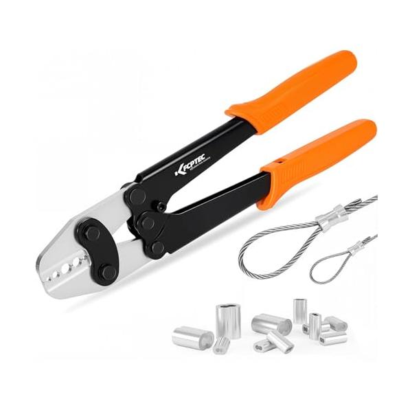 オレンジ、ブラック/-/KF-8609・幅広い圧着範囲アルミスリーブおよび焼鈍銅スリーブに対応する、精密加工された5つの圧着キャビティを搭載。対応サイズは 1/161.58mm、3/32〜7/642.5〜2.8mm、1/83.17〜3.5m...