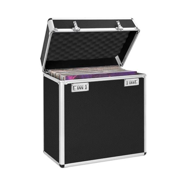 アルミニウム合金設計ブラック/-/V468-Record box・1. 持ち運びや保管用に最適なハードケース  アルミニウム合金設計。・2. 約50枚のLPが入ります・3. サイズ:高さ340×幅365×奥行205mm、上蓋側の内寸厚み:3...