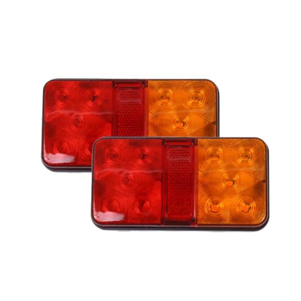 商品詳細 ■動作電圧：12V 24V専用 ■サイズ（約）：横150mm×縦80mm×奥行30mm ■差込口ボルト径：4mm ■発光色：赤と黄色 ■材質：PC樹脂+ABS樹脂+LEDチップ ■2個セット・大型車に対応 ■リアコンビネーションラ...