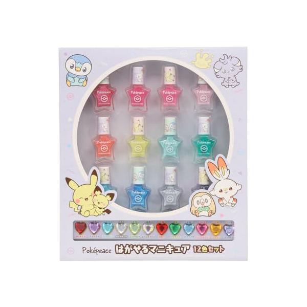 パープル/-/PK43622・ポケピース はがせるネイル12色セット  パープル ・セット内容 ネイルカラー：12個 誕生石カラーのハートストーンシール：12個・対象年齢：6歳以上・これは子供用化粧品です。必ず保護者の監視のもとで使用させて...
